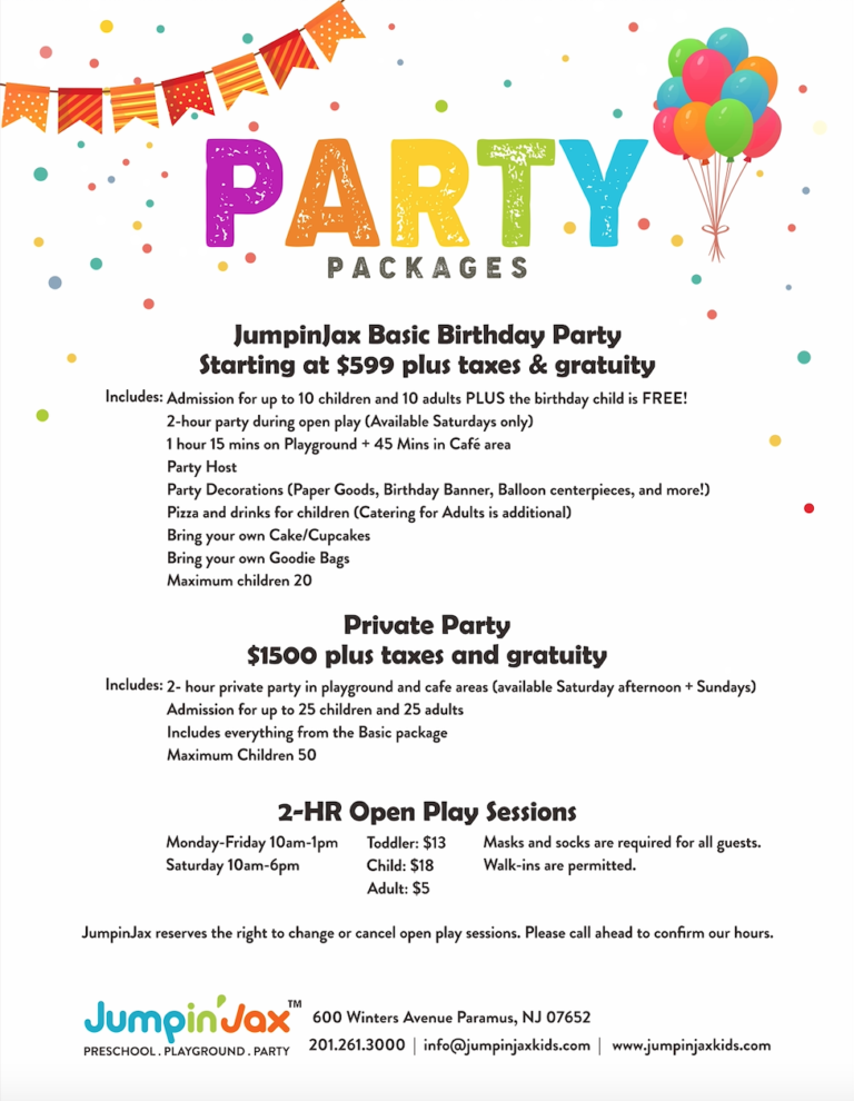 Party details | Kids Play Area | Jumpin Jax Playground